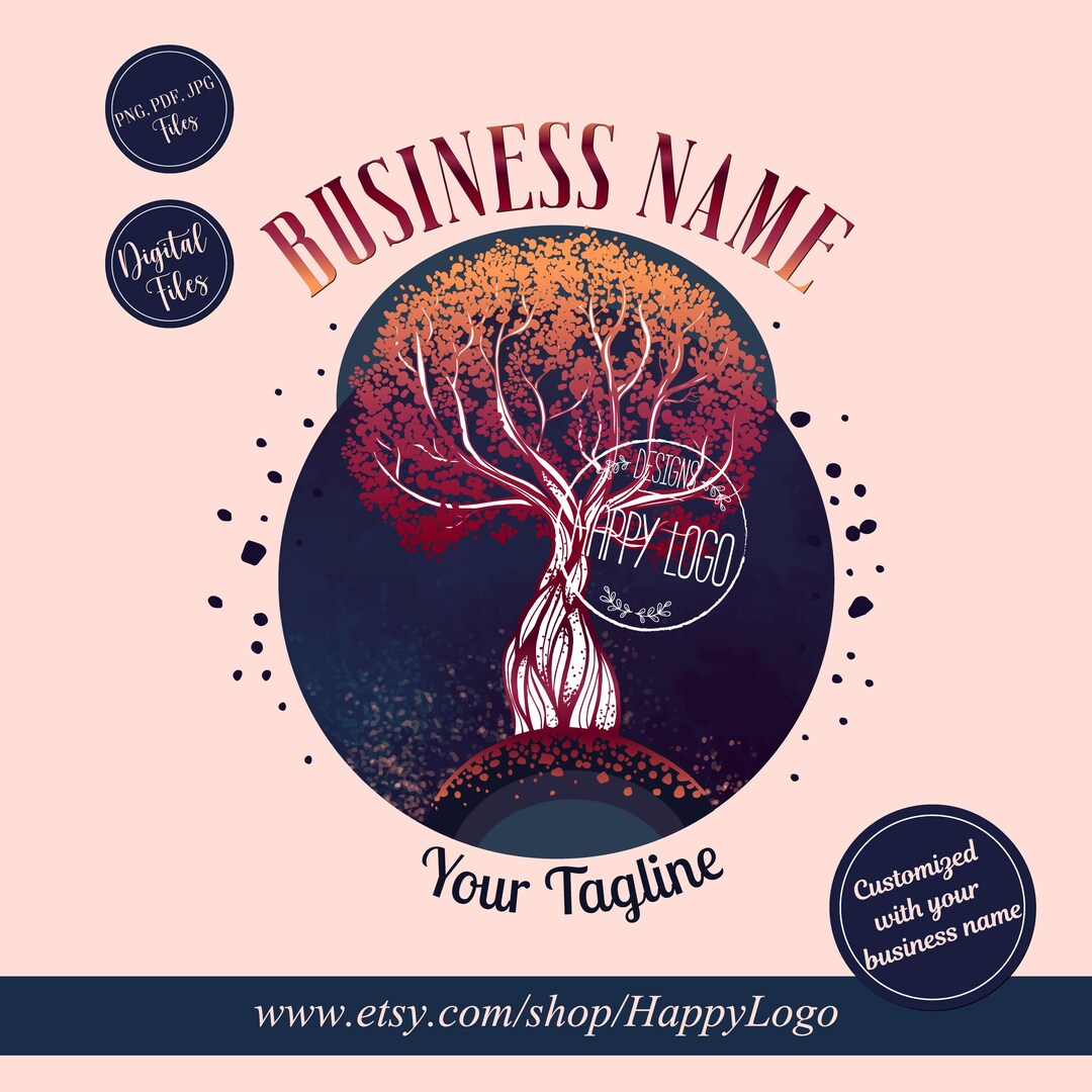 Magic Tree Logo, Watercolor Tree of Life Design, Spiritual Logo Beauty ...