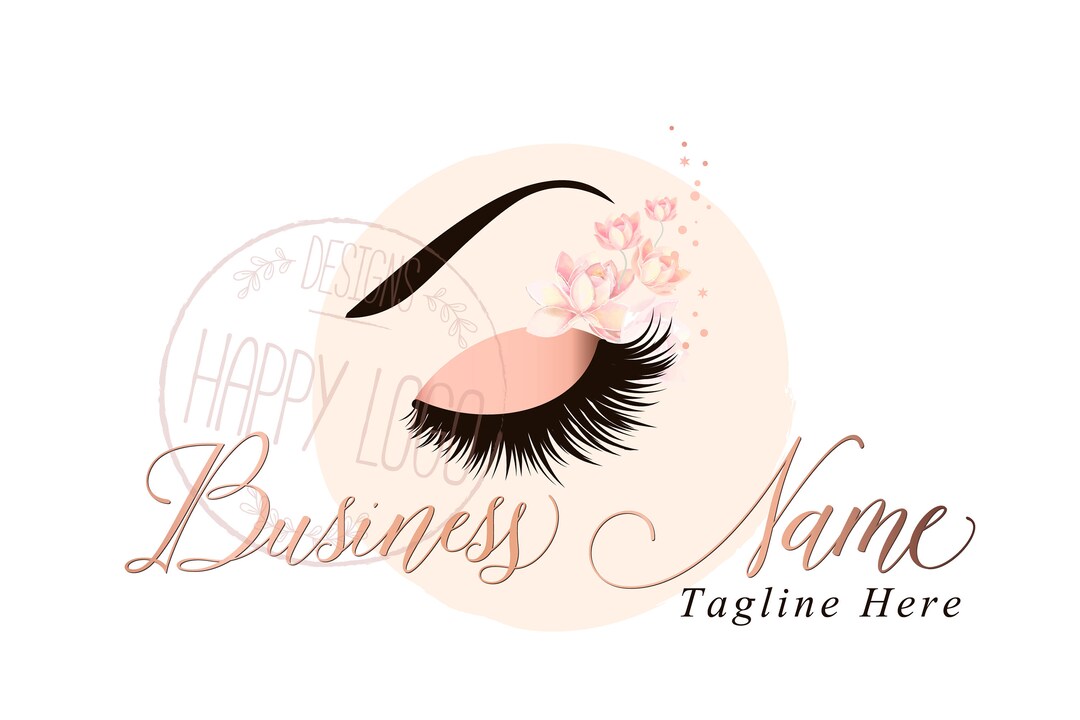 Lash Logo, Custom Logo Design, Flowers Lashes Logo, Lashes Beauty Logo ...