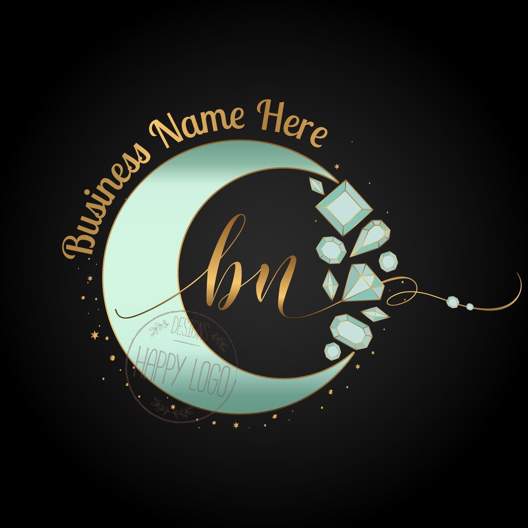 Moon Jewelry Logo, Moon Crystals Logo Design, Jewelry Store Logo, Moon ...