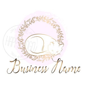 DIGITAL Custom Logo Design, Cat Kitty Logo Design, Gold Pink Cat Logo ...