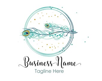 DIGITAL Feather Logo Custom Logo Design Peacock Feathers | Etsy