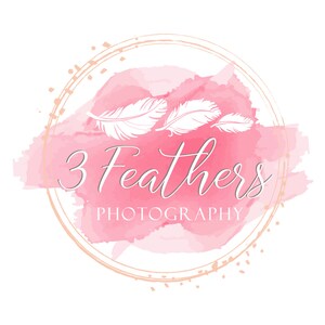 DIGITAL Feather Logo, Custom Logo Design, Pink Watercolor Logo Circle ...