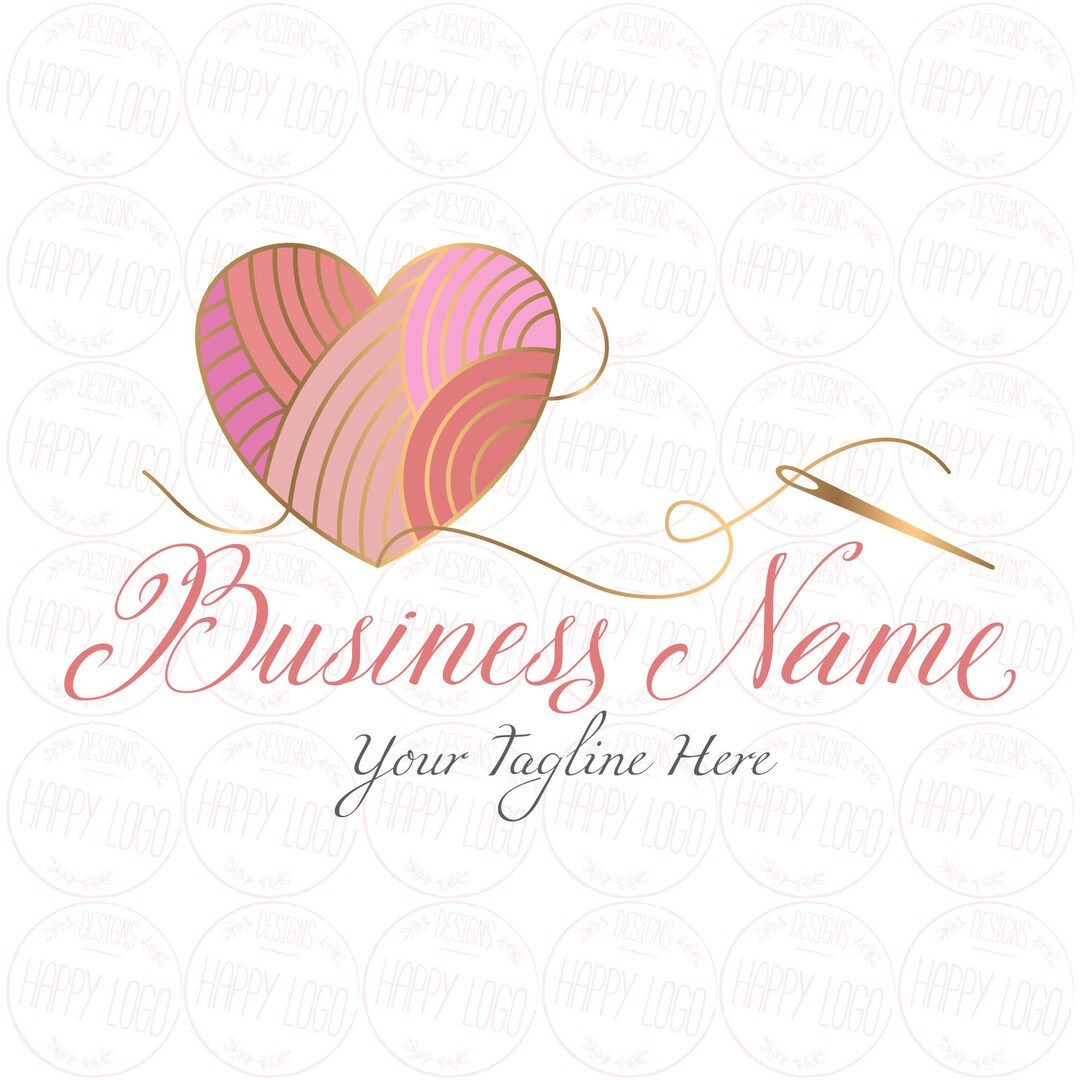 Sew Yarn Heart Logo, Sewing Logo Watermark, Yarn Heart Logo ...