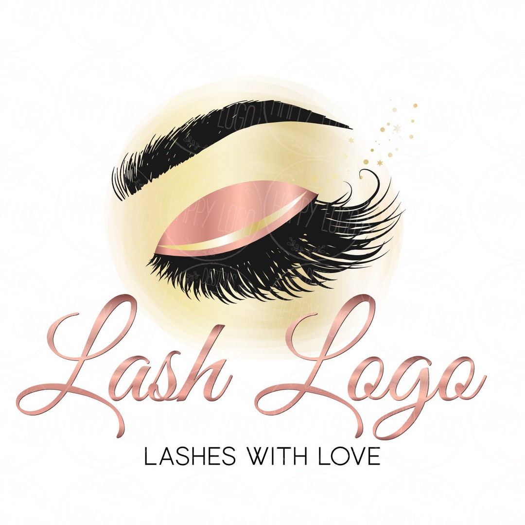 Lash Logo, Custom Logo Design, Sparkle Rose Gold Eyelash Logo, Brow ...