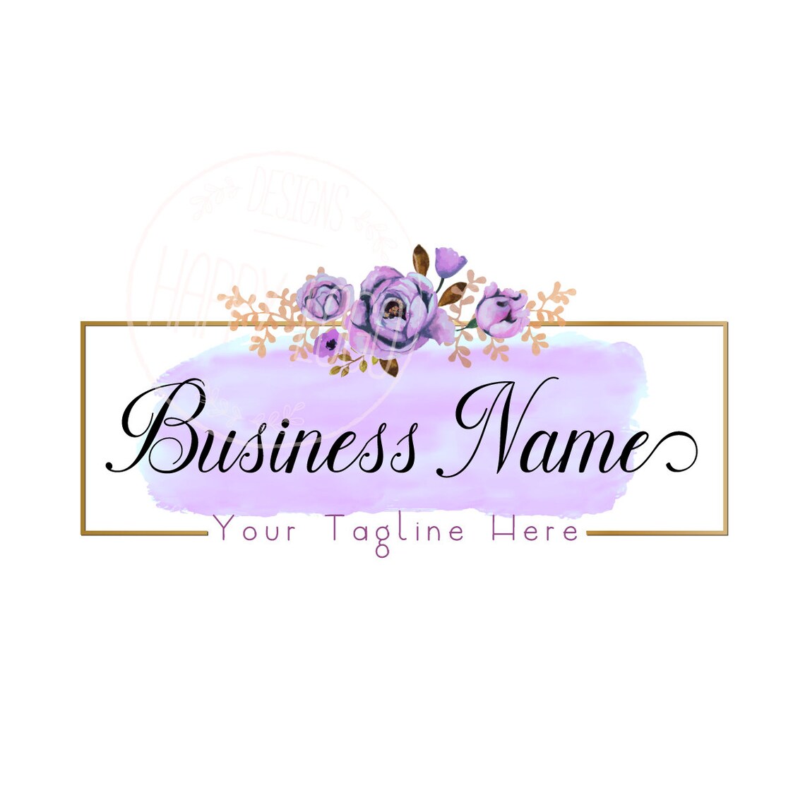 DIGITAL Watercolor Flowers Logo Design Purple Watercolor - Etsy