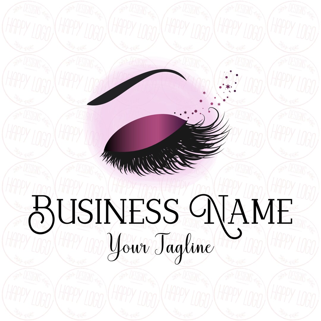 Lash Logo, Custom Logo Design, Eyelashes Beauty Logo, Purple Makeup ...