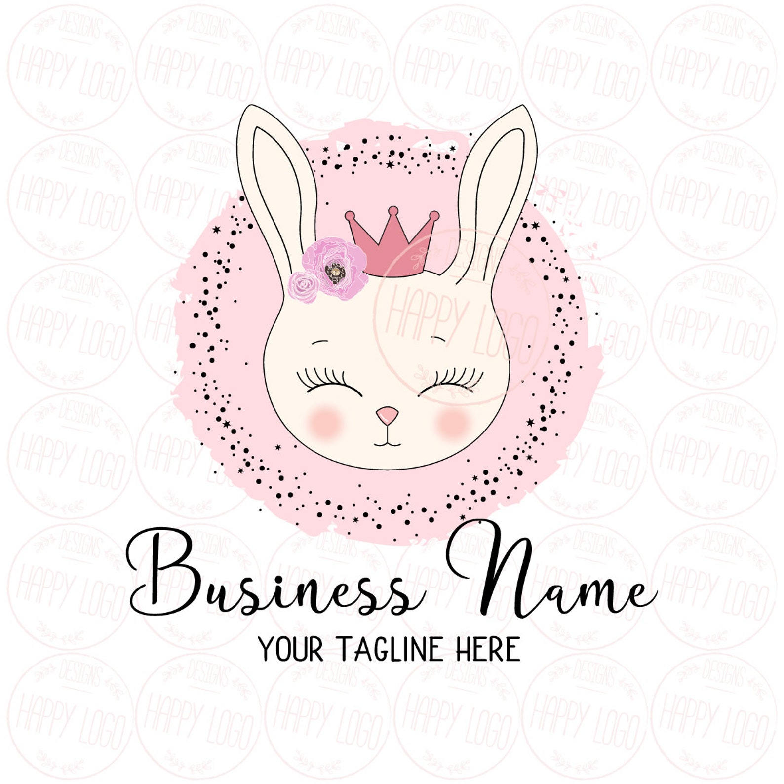 DIGITAL Custom Logo Design Cute Pink Bunny Logo Cartoon - Etsy