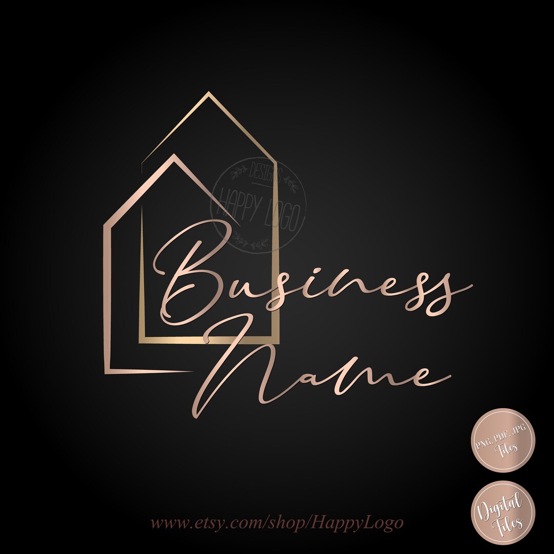 Real Estate Logo, Realtor Logo, Rose Gold Real Estate Logo, Premade ...