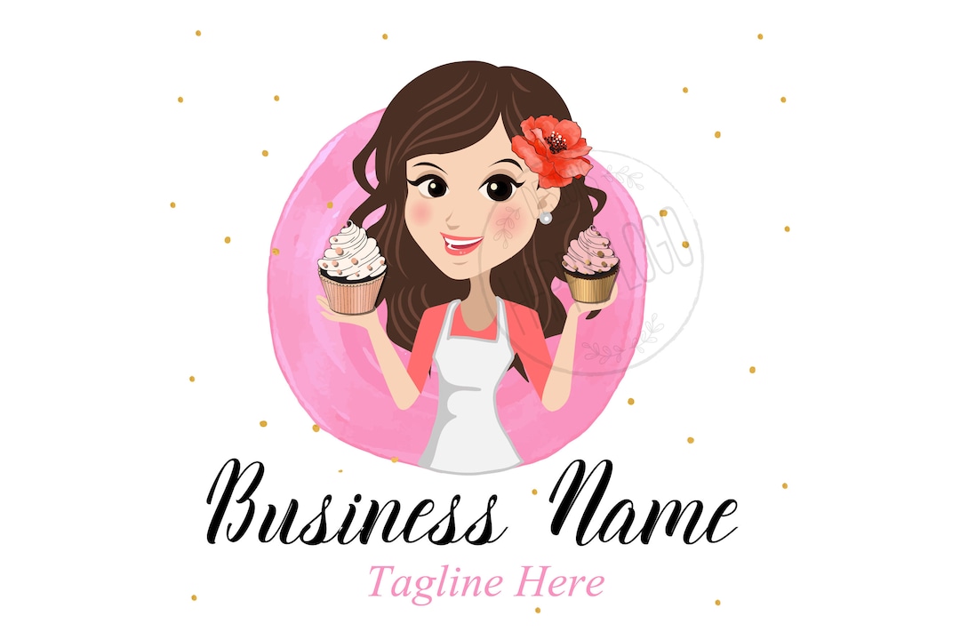 Bakery Logo, Baking Logo, Custom Logo Design, Lady Cupcakes Logo, Lady ...