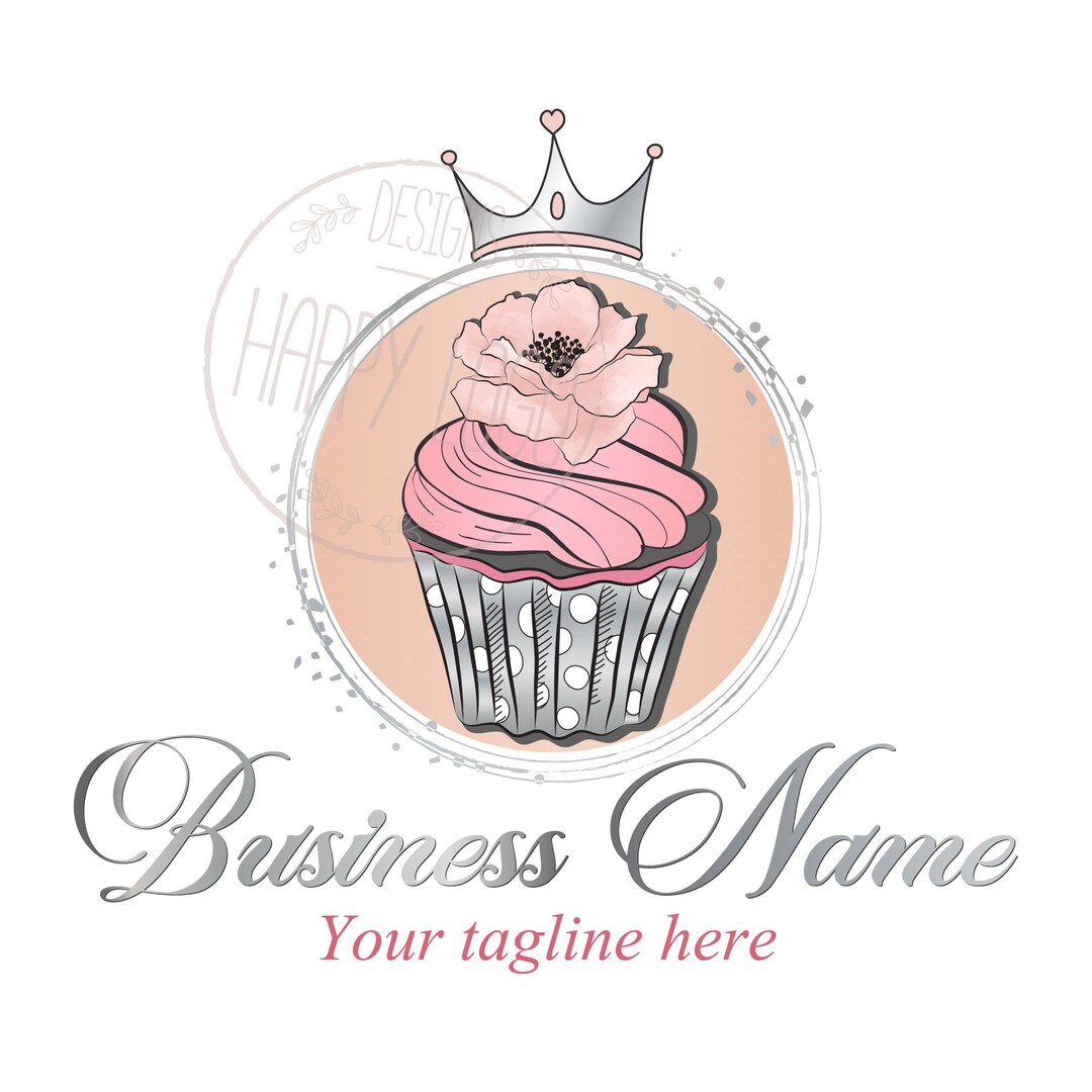 Custom Logo Design Cupcake, Silver Crown Cupcake Logo, Cookie Logo ...