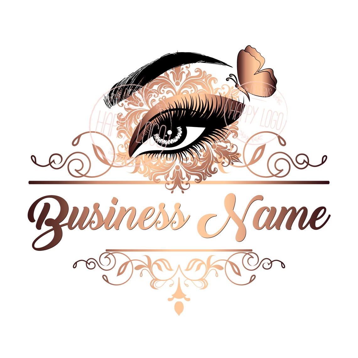 DIGITAL Custom logo design copper lash with butterfly logo | Etsy