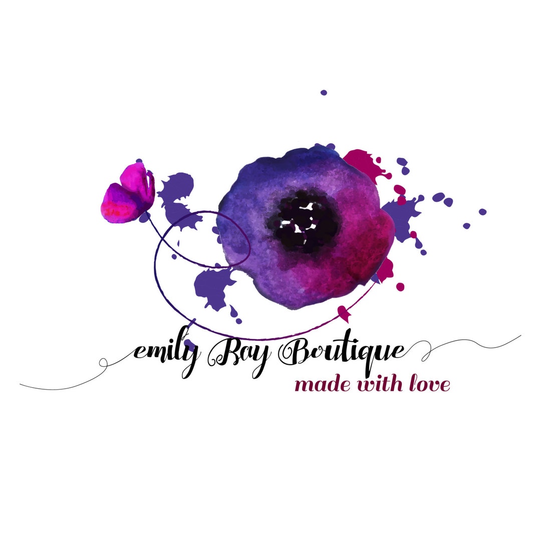 DIGITAL Flower Logo, Custom Logo Design, Purple Blue Flower Logo ...