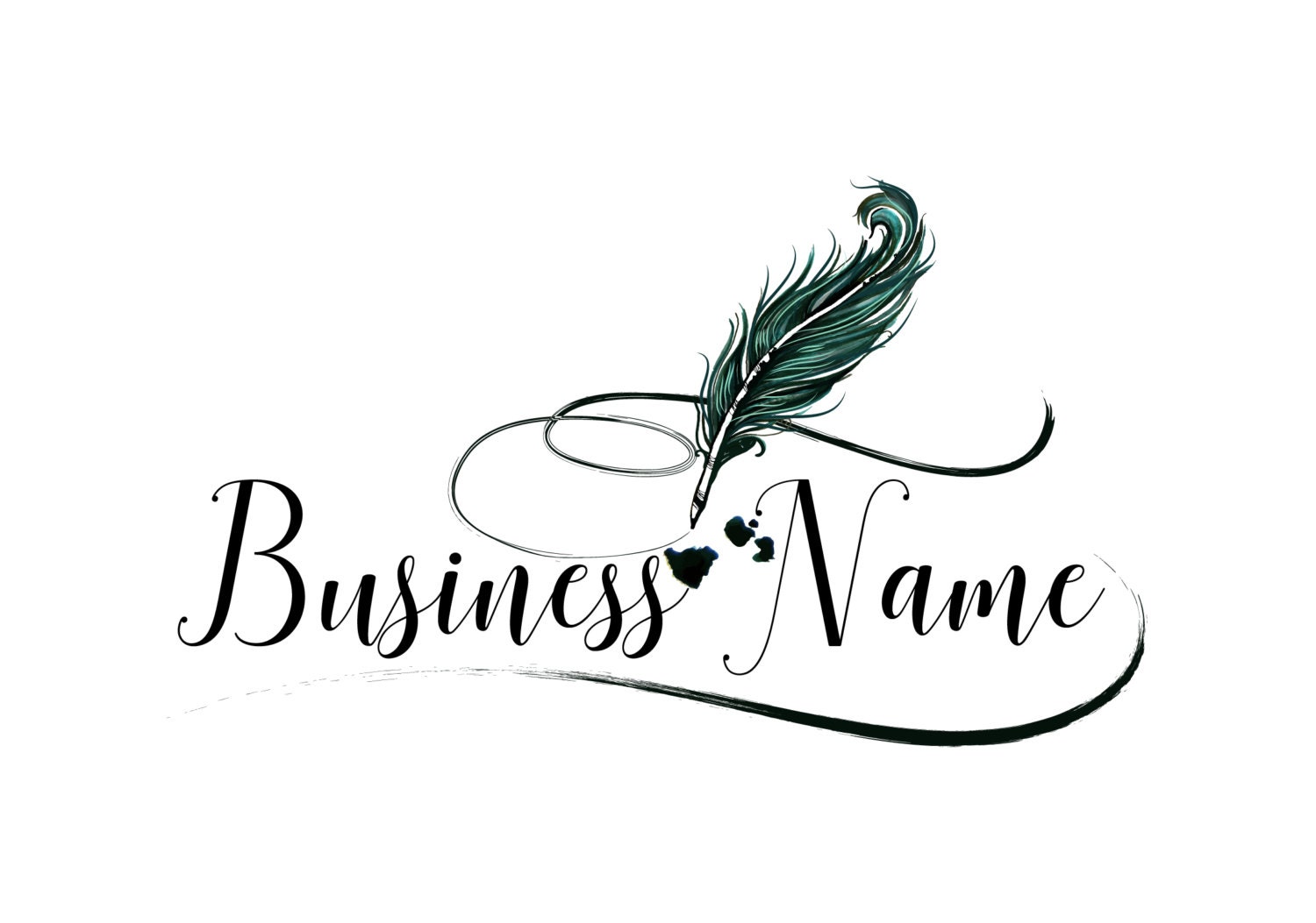 DIGITAL Feather Logo Custom Logo Design Pen Writing Feather - Etsy ...