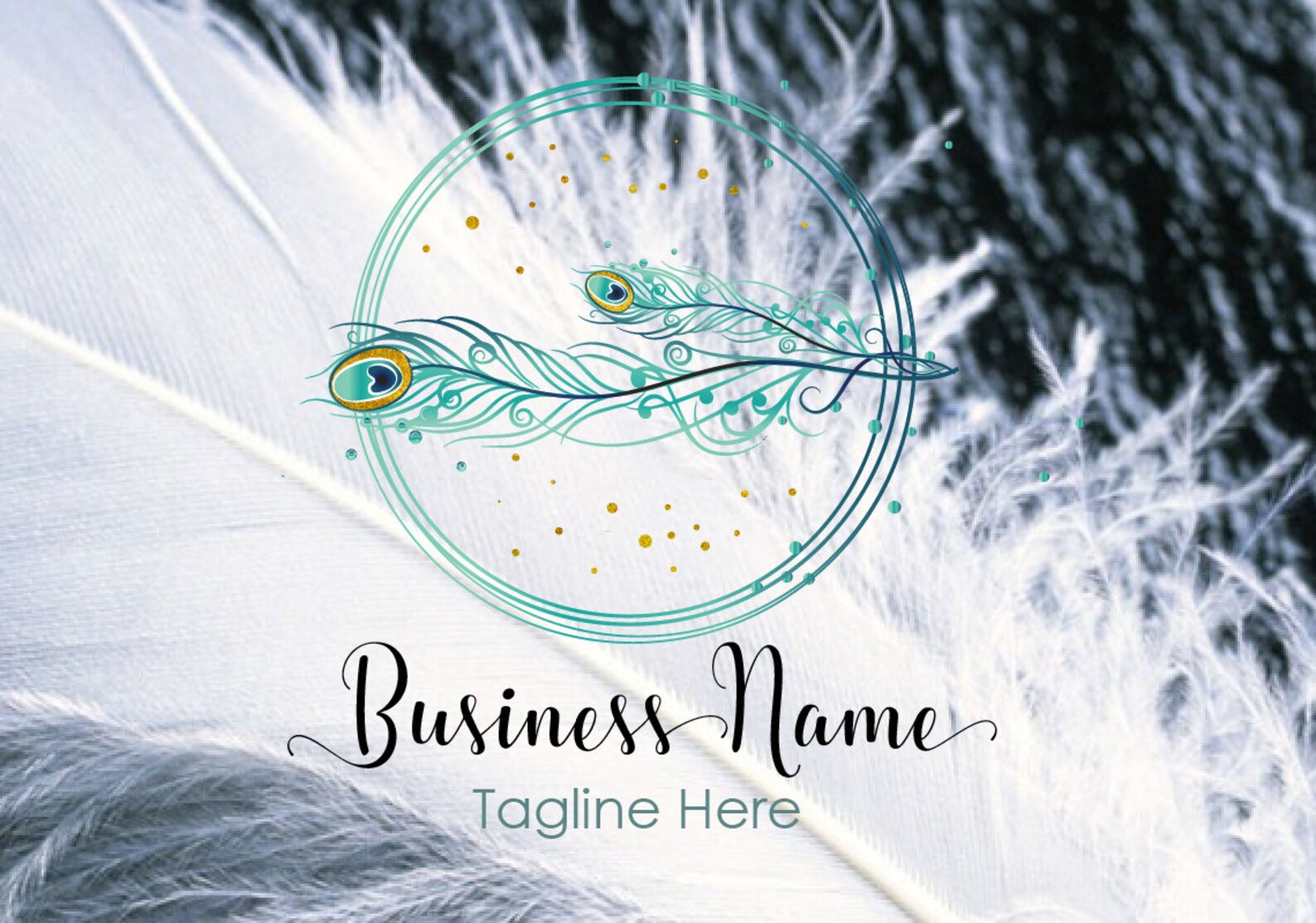 Digital Feather Logo Custom Logo Design Peacock Feathers Etsy