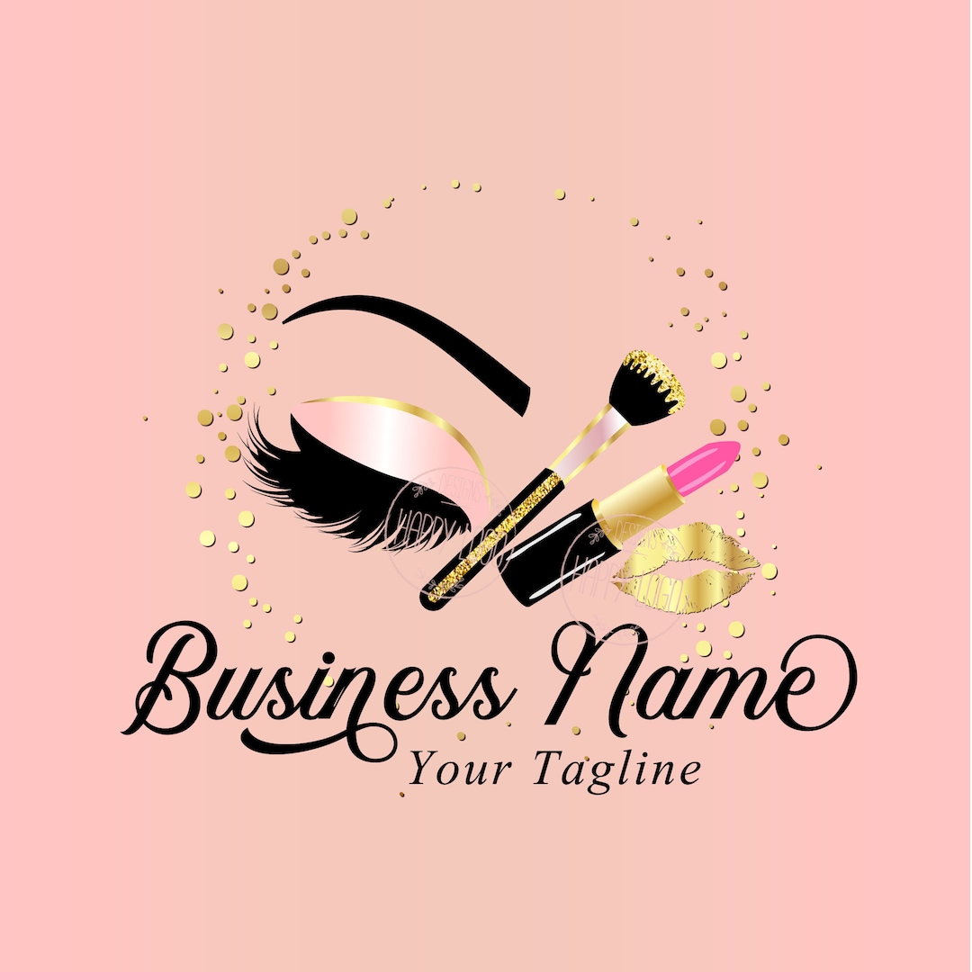 Cosmetic Brush Logo, Makeup Beauty Logo, Lipstick Kiss Logo, Lash Logo ...