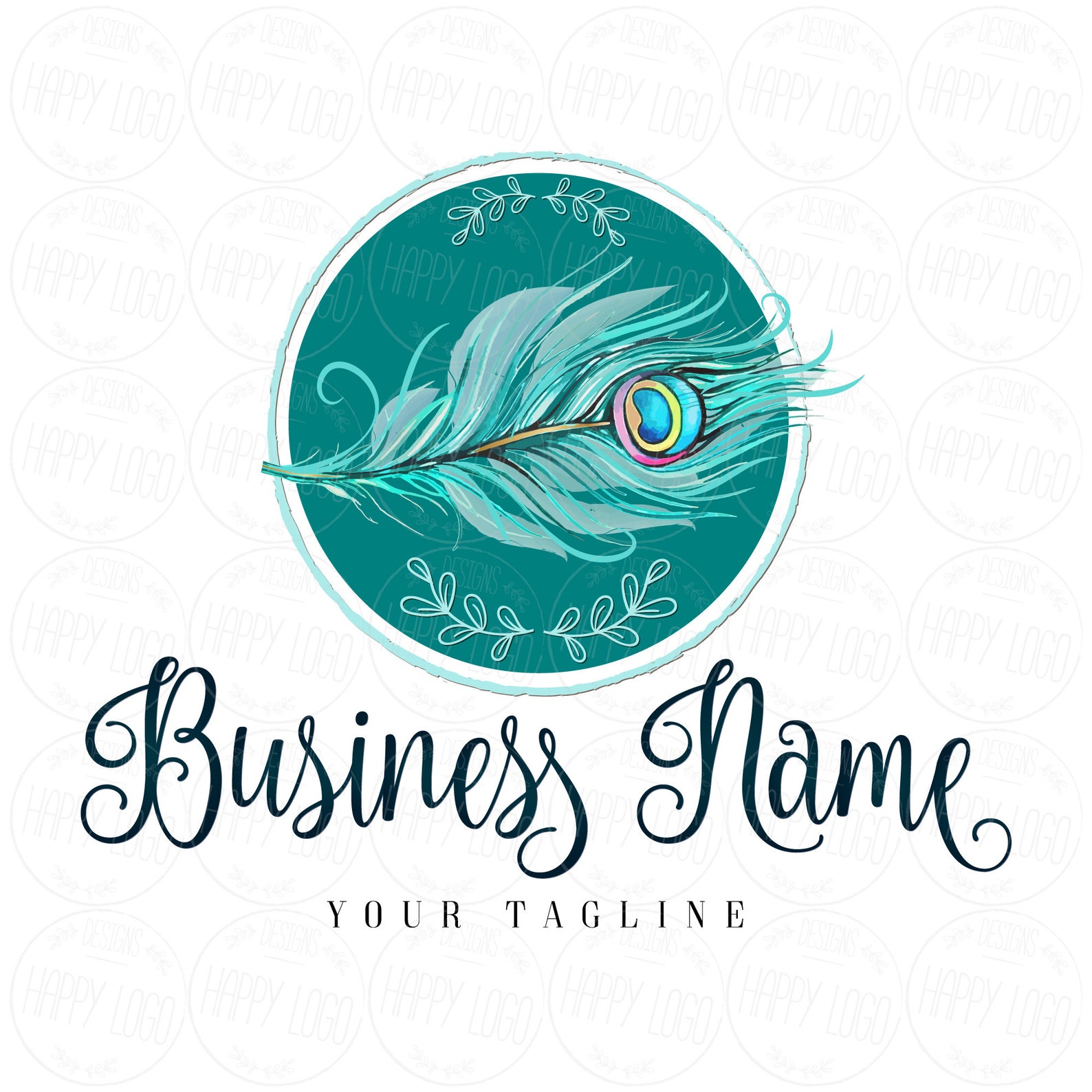 DIGITAL Feather Logo Custom Logo Peacock Feathers Logo - Etsy