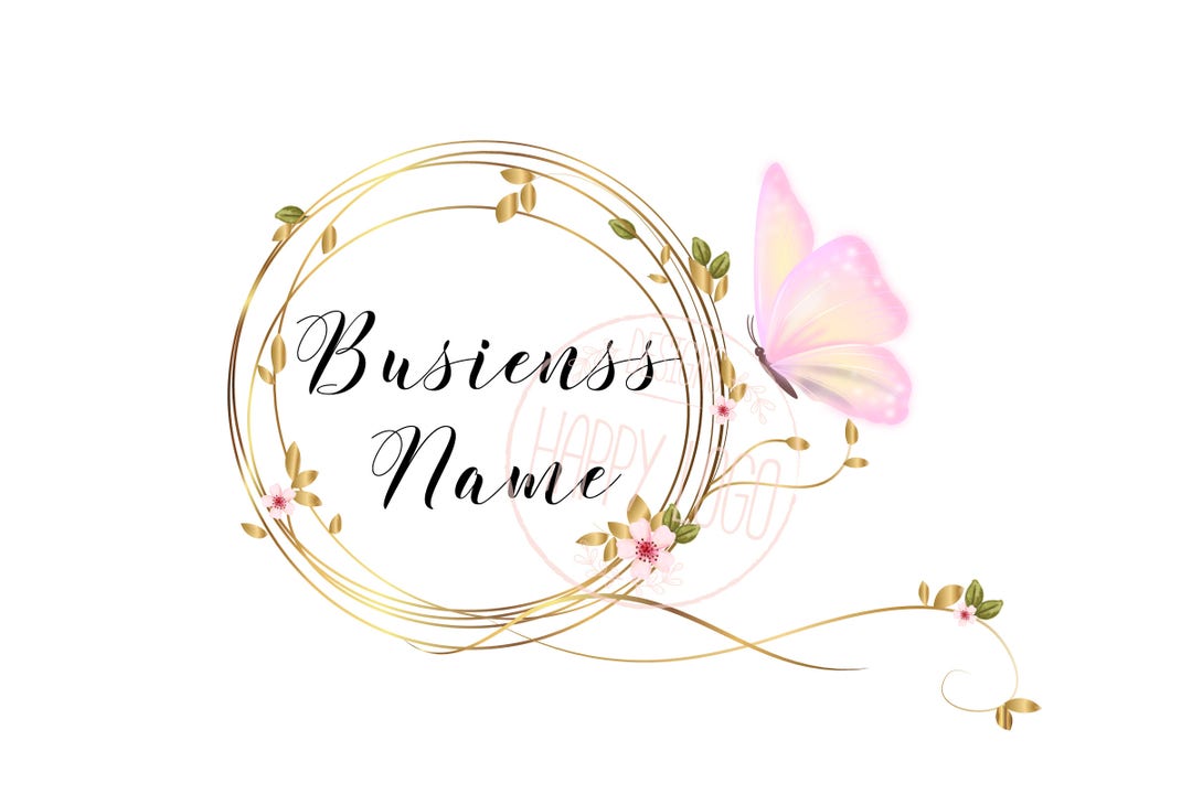 Butterfly Logo, Fashion Boutique Logo, Flower Wreath Butterfly Logo ...