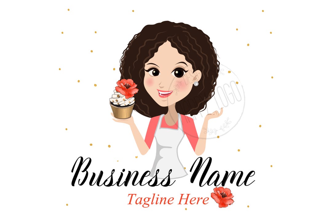 Lady With Cupcakes Logo, Custom Logo Design, Bakery Logo, Cupcake Logo ...