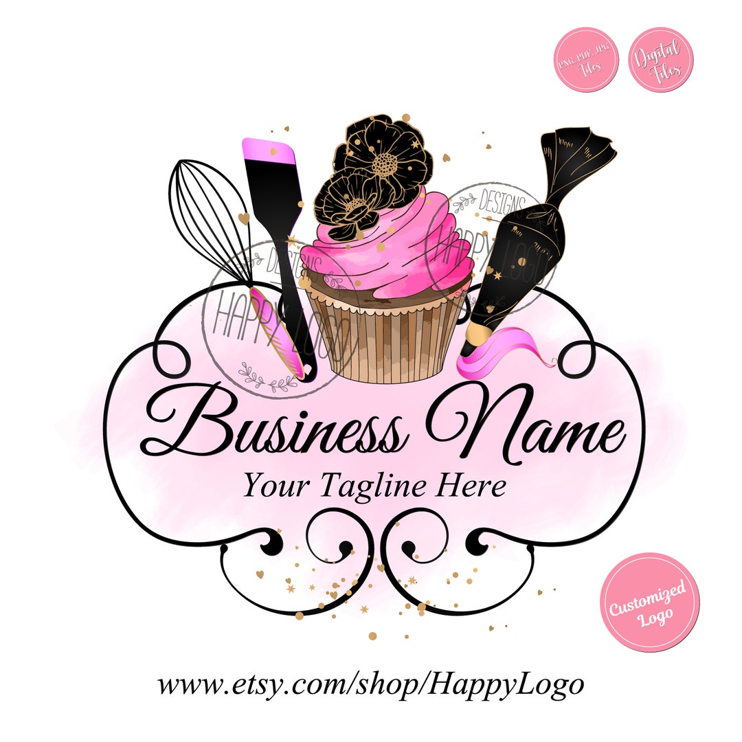 Cupcake Logo, Bakery Logo, Custom Logo Design, Watercolor Cupcake ...