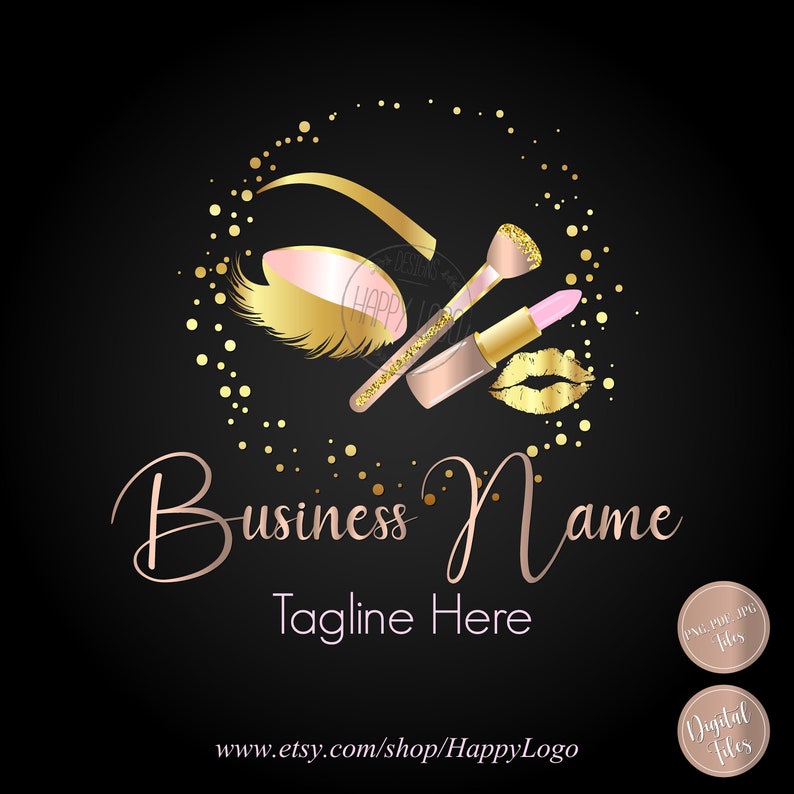Rose Gold Beauty Logo: Makeup Artist, Lashes, Lips (digital Files) - Etsy