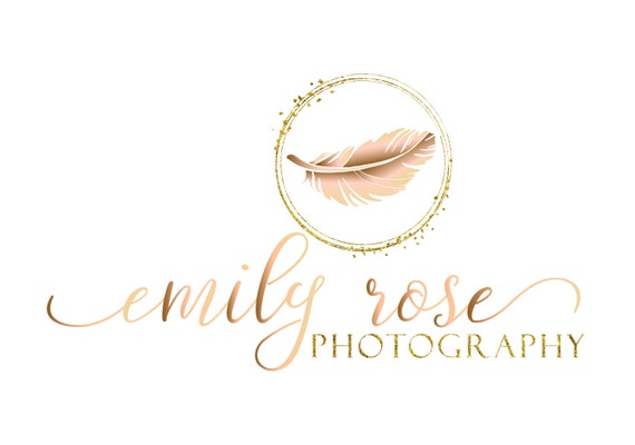 DIGITAL Feather Logo Pink Gold Feather Logo Feather Graphic | Etsy