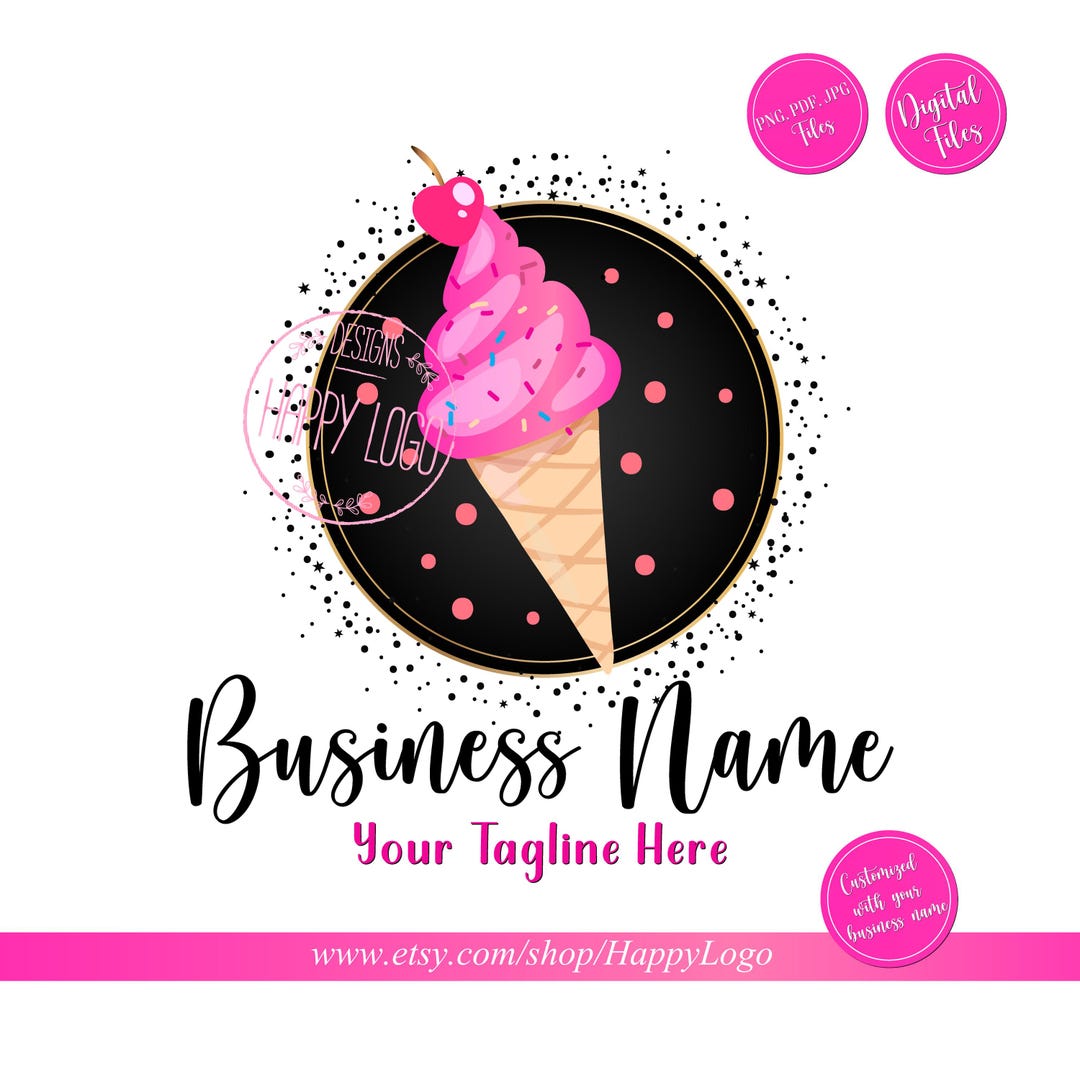 Custom Ice Cream Logo Design: Watercolor Gelato Branding (digital Files ...