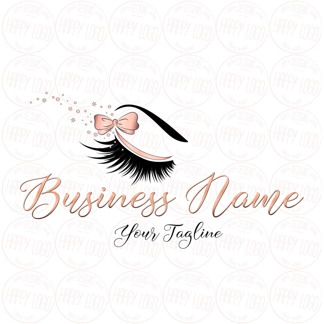 Lash Custom Logo Design, Lash With Pink Bow Logo, Lashes Beauty Logo ...