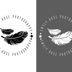 DIGITAL Feather Logo, Black White Feathers Watermarks, Custom Logo ...