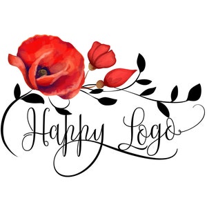 DIGITAL Custom Logo Poppy Flower Logo Red Poppy Flower Logo - Etsy