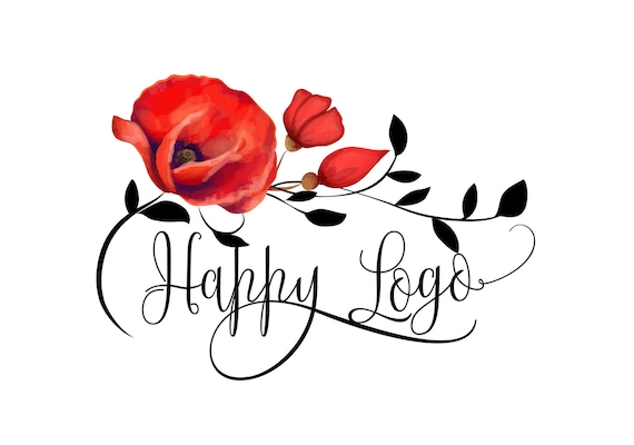 DIGITAL Custom Logo Poppy Flower Logo Red Poppy Flower Logo | Etsy