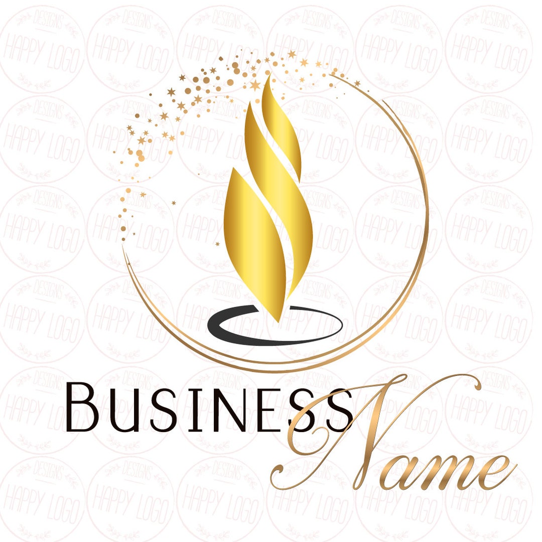 Flame Gold Logo, Flame Candle Logo, Candle Light, Wax Logo, Gold Aromatherapy Logo, Candle Label ...