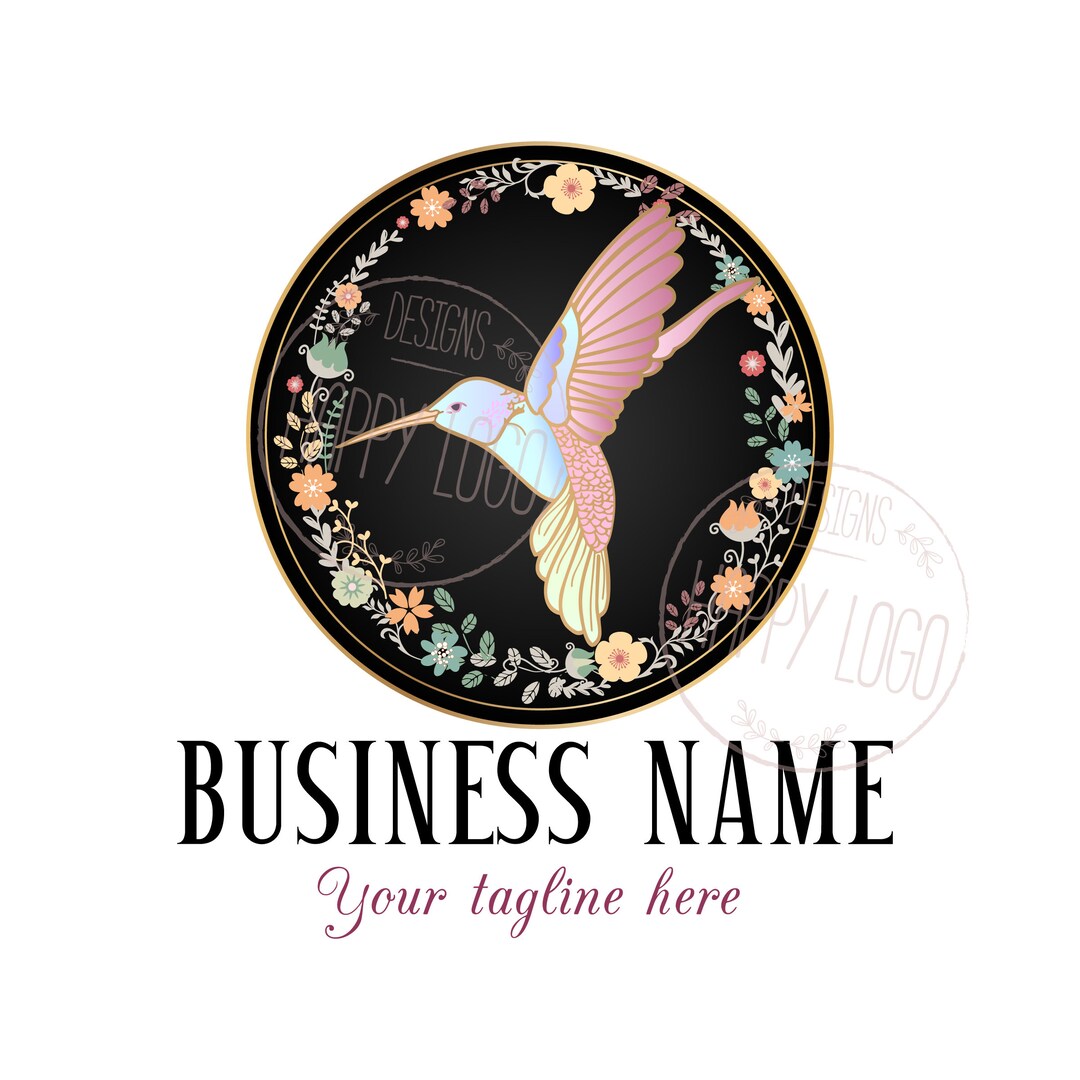 DIGITAL Custom Logo Design Flowers Hummingbird Logo Colorful - Etsy