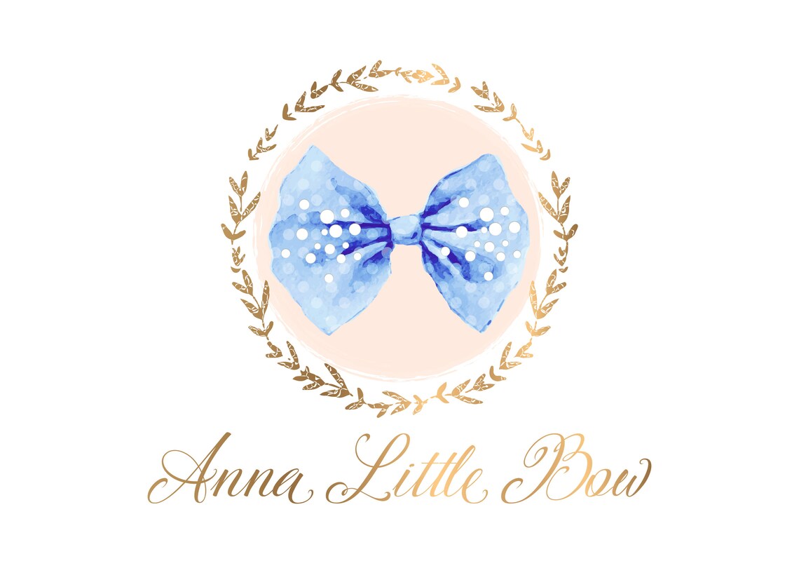 DIGITAL Custom Logo Design Blue Gold Bow Logo and Watermark - Etsy