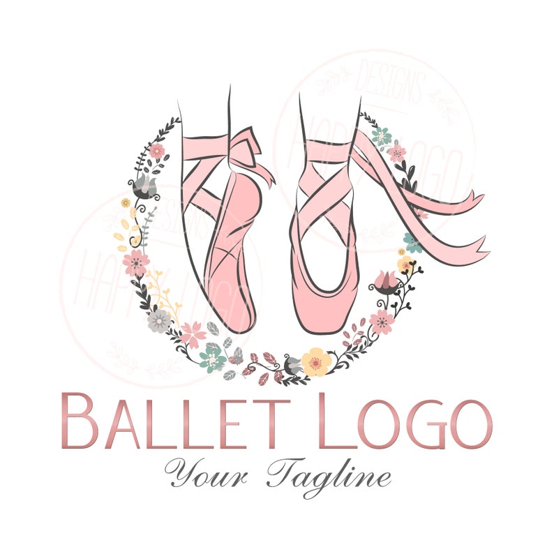 Custom logo design gold Logo and watermark ballerina pink | Etsy