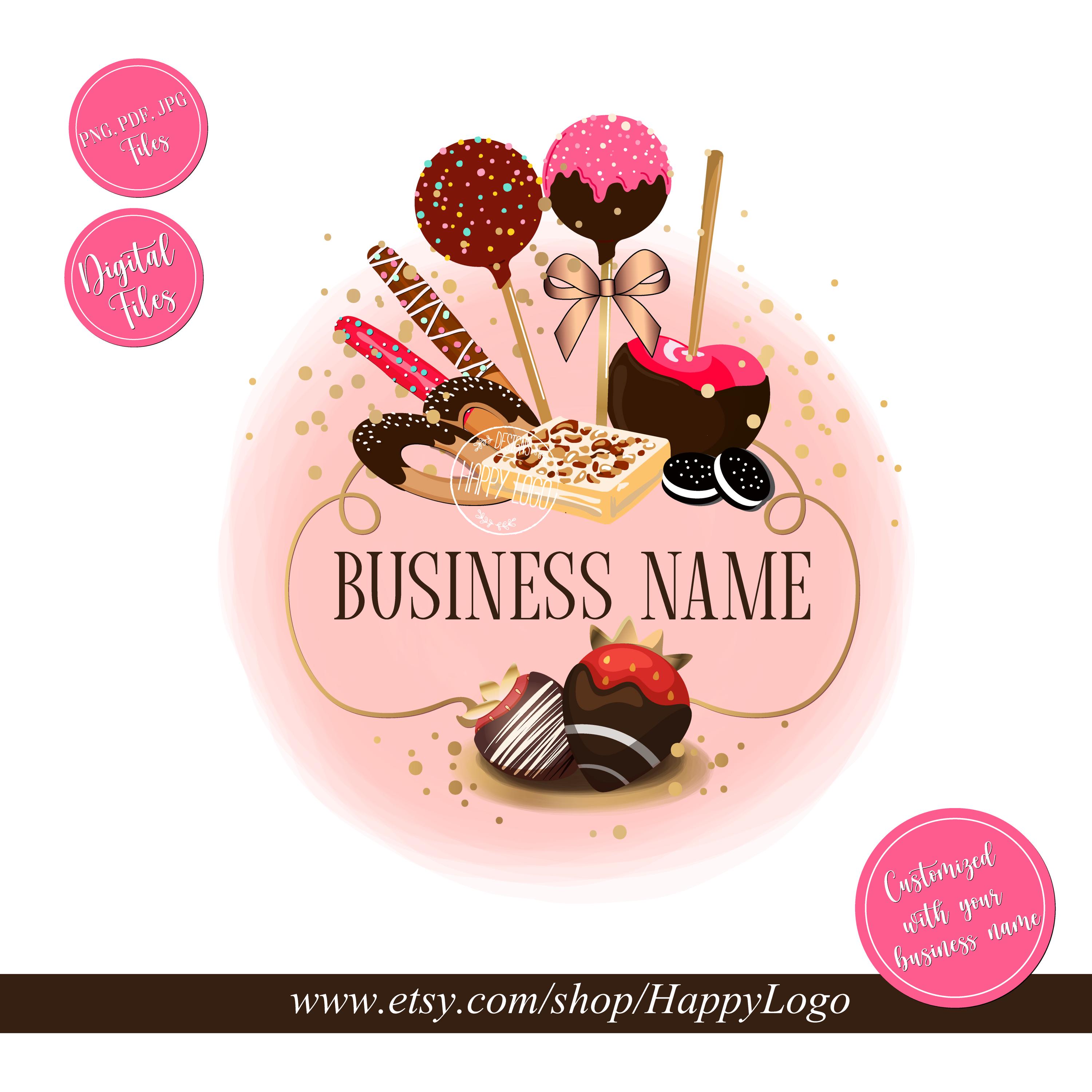 Bakery Sweet Treats Logo, Cake Pops Premade Watercolor Design Digital ...