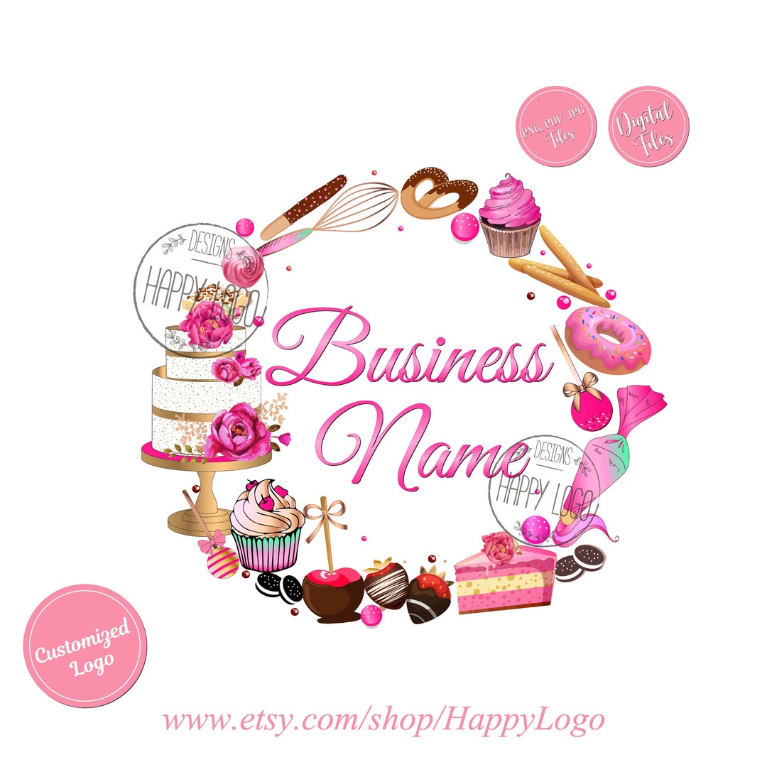 Watercolor Bakery Logo Design: Cake & Pastry Premade Logo (digital ...