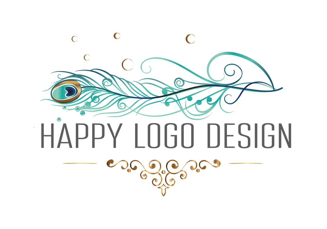 DIGITAL Feather Logo, Custom Logo Design, Peacock Feathers Logo Design ...