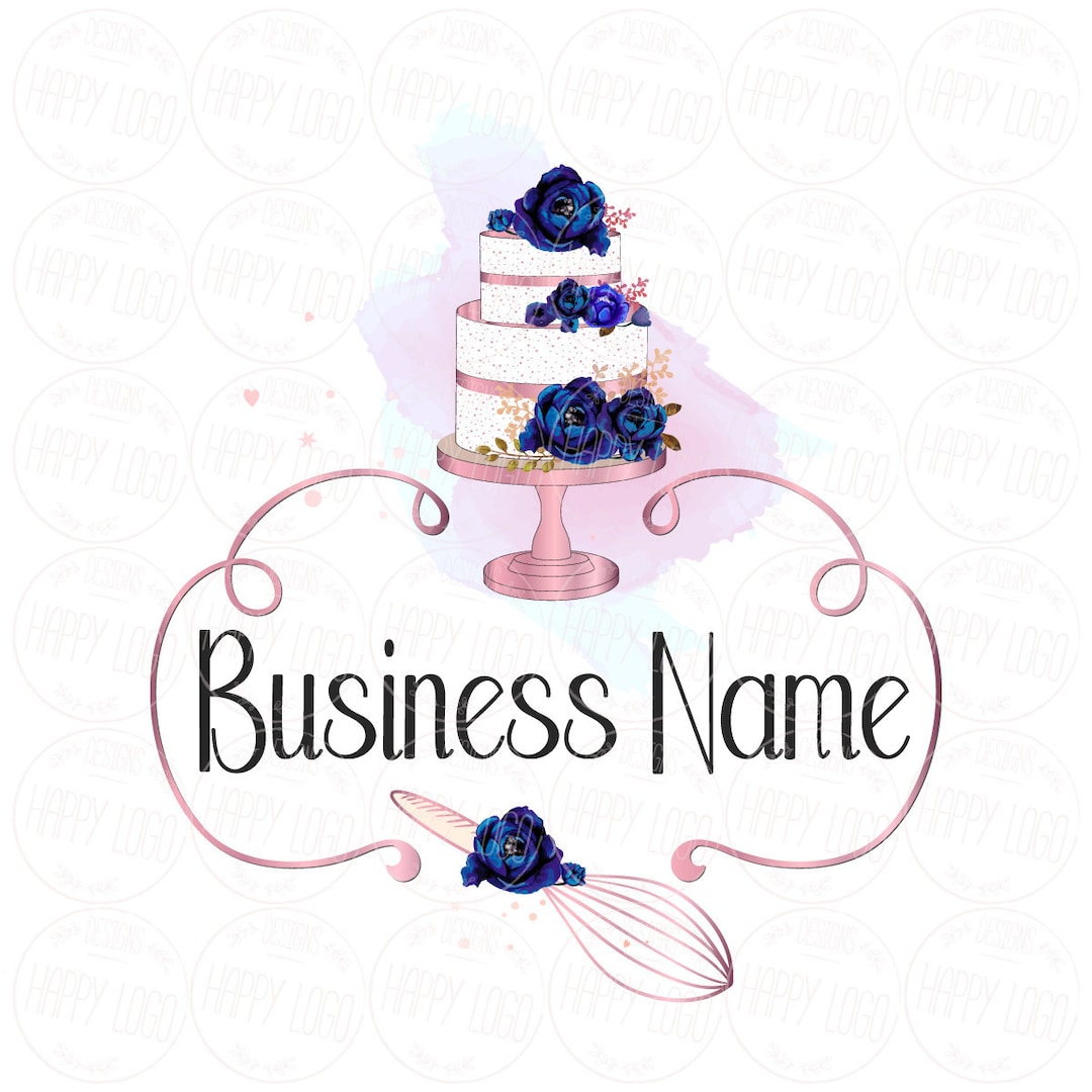 Bakery Logo, Cake Logo, Custom Logo Design, Watercolor Birthday Cake ...