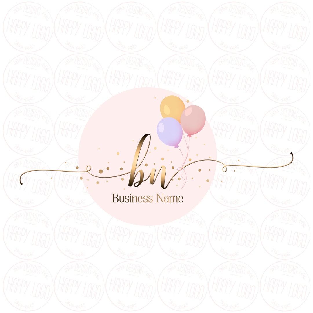 Balloons Party Logo Design, Glitter Initials Signature Party Events ...