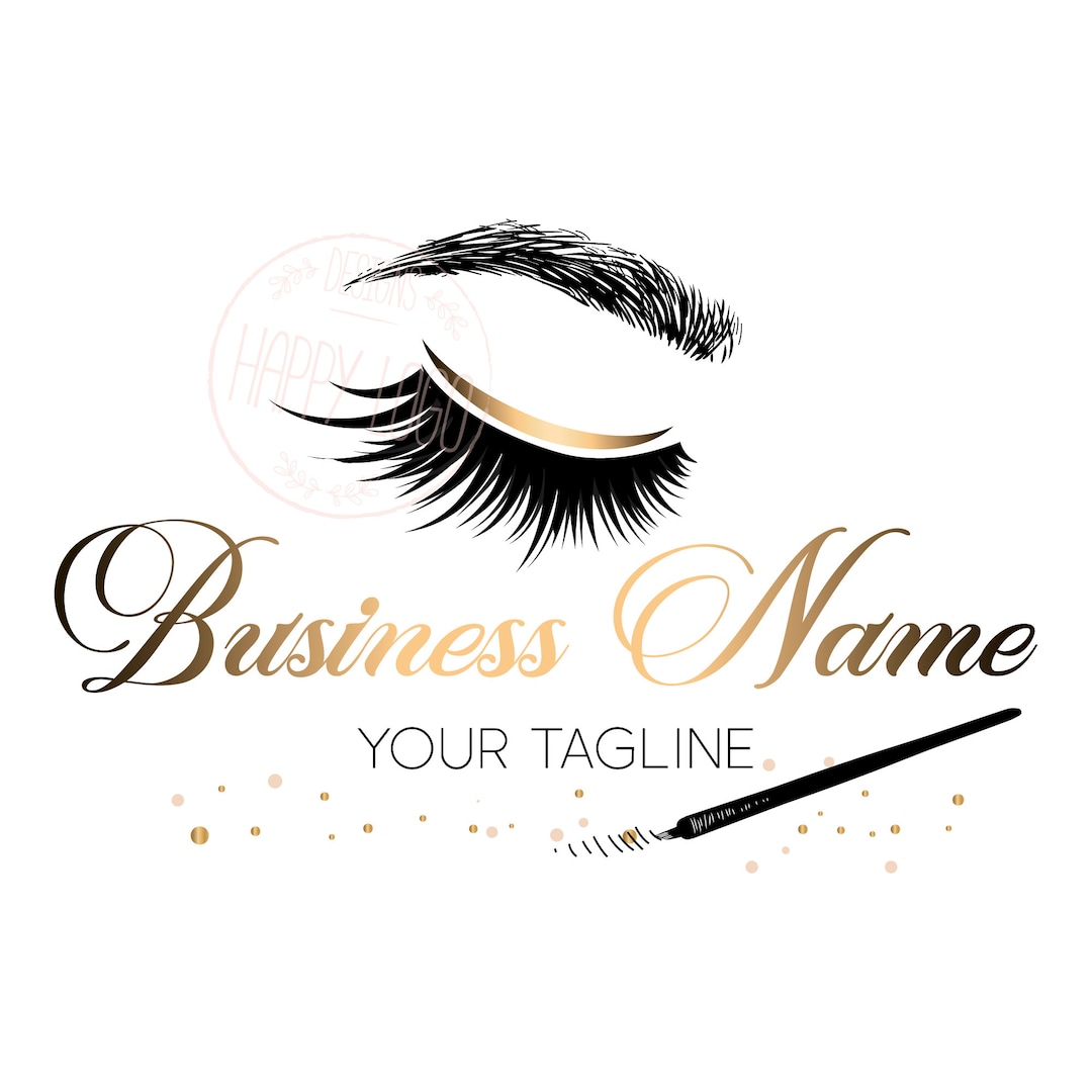 Lash Custom Logo Design, Microblading Beauty Logo, Gold Black Brow Logo ...