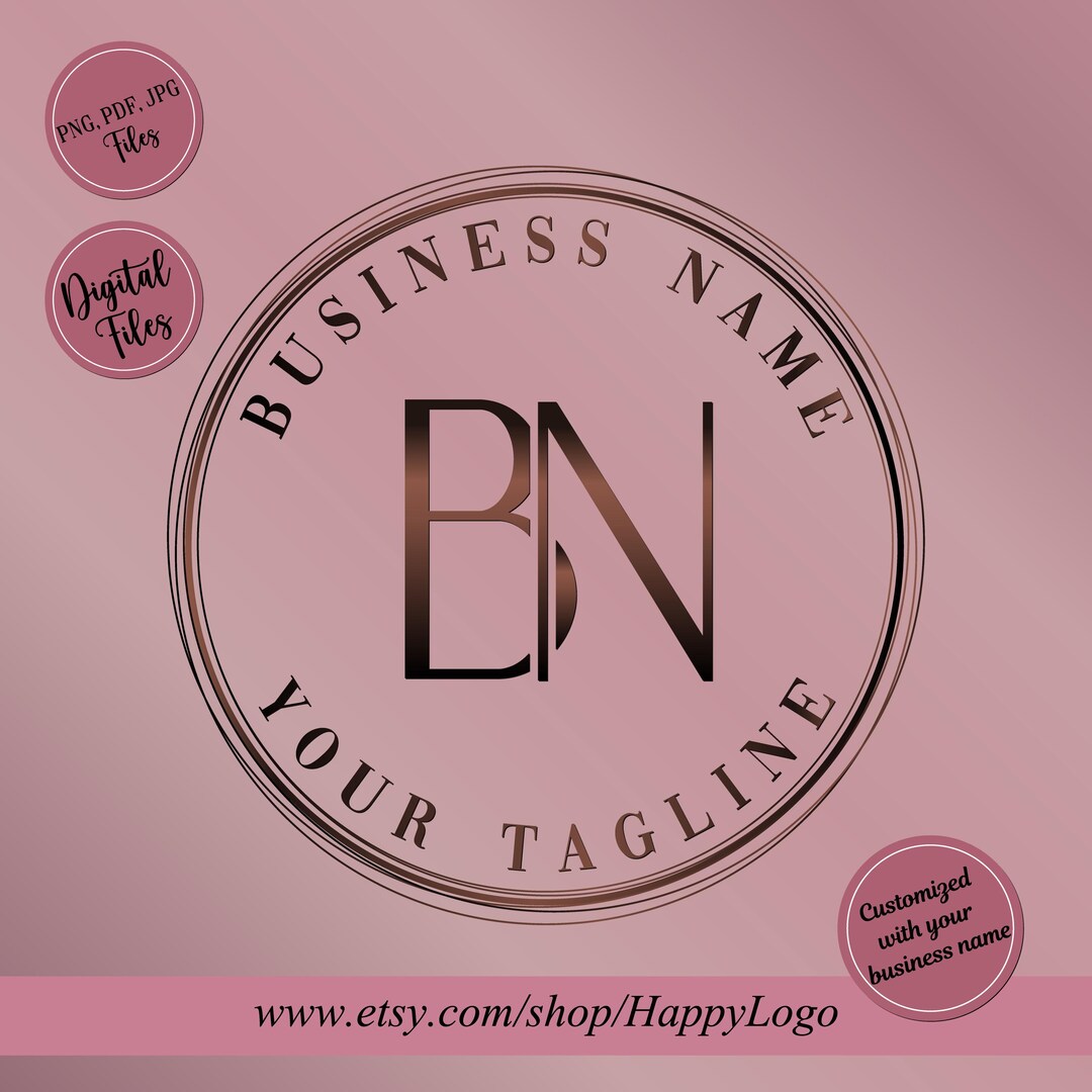 Round Monogram Initials Logo, Beauty Fashion Boutique Design, Wedding ...