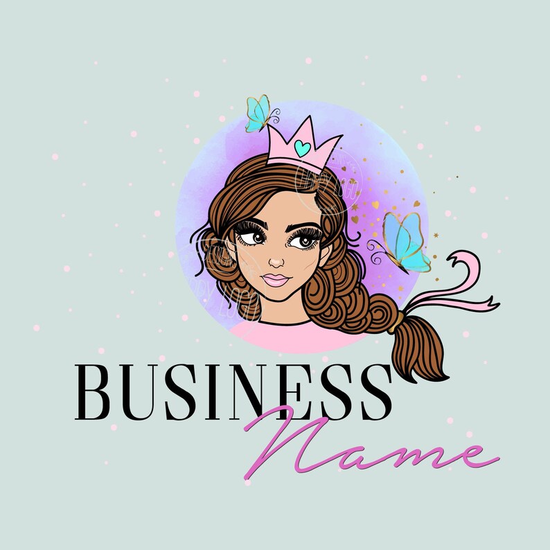 Princess Logo Gold DIGITAL Custom Logo Design Pastel - Etsy