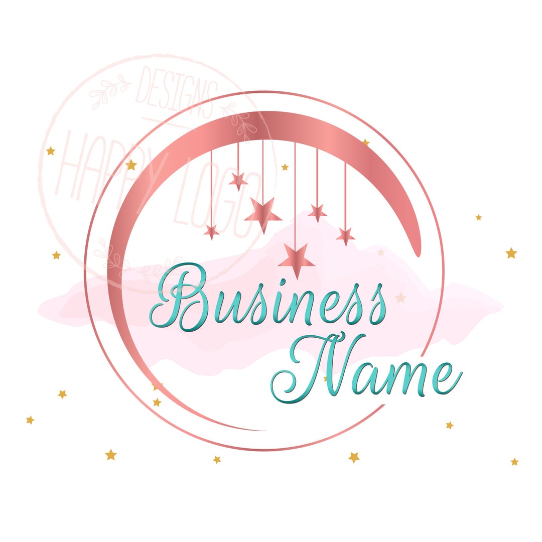 DIGITAL Custom Logo Rose Gold Shiny Moon Logo Glitter Pink - Etsy