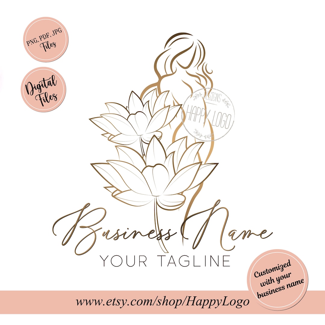 Woman Silhouette Lotus Flower Logo, Esthetician Spa Body Contouring ...