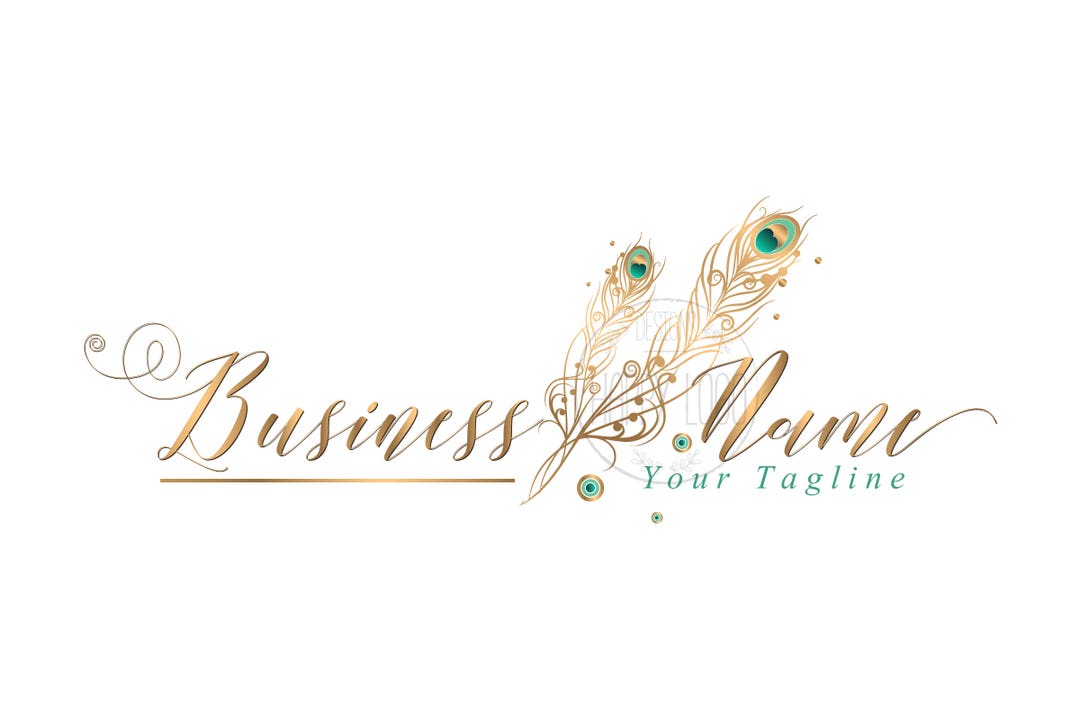DIGITAL Feather Logo Custom Logo Design Peacock Feathers - Etsy