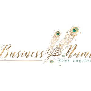 DIGITAL Feather Logo Custom Logo Design Peacock Feathers - Etsy