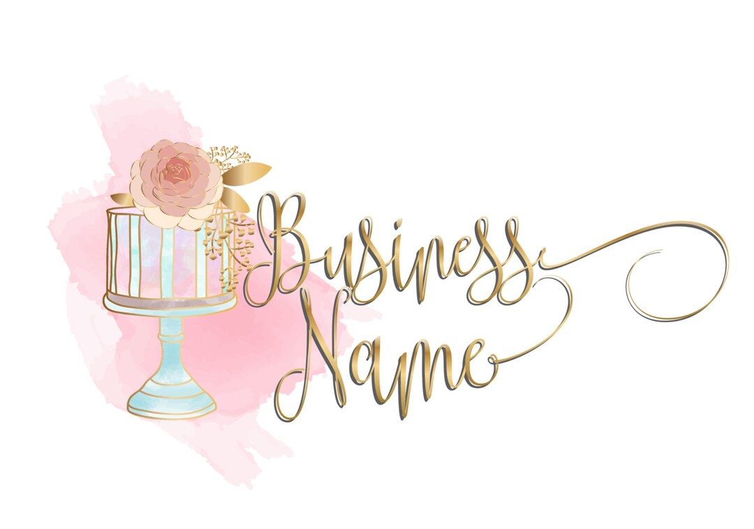 Custom Logo Design, Watercolor Cake Logo, Bakery Logo, Branding Package ...