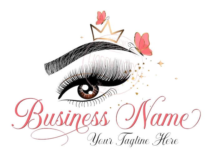 Lash Logo, Custom Logo Design, Crown Lash Butterfly Logo, Lash ...