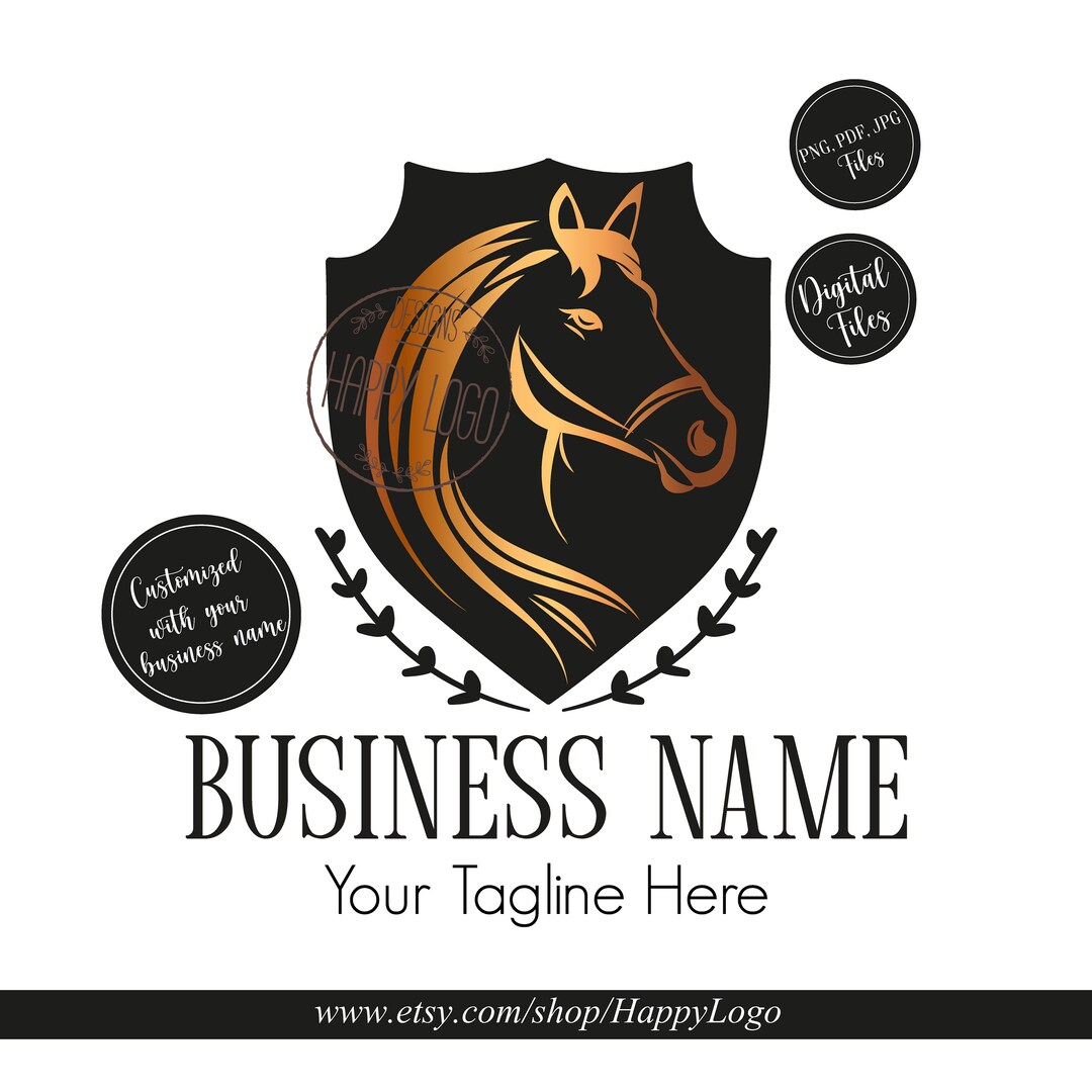 Horse Logo Design, Shield Horse Watermark, Retro Vintage Horse ...