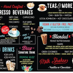 Cafe Menu • Diner Menu • Coffee Shop Menu • Restaurant Menu Sign • Food ...